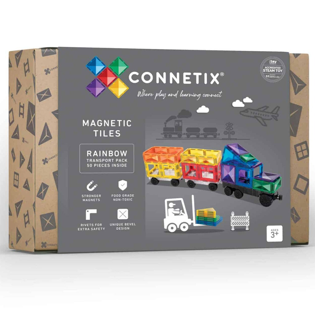 Buy Connetix Tiles 50 Piece Rainbow Transport Pack | HipKids Online