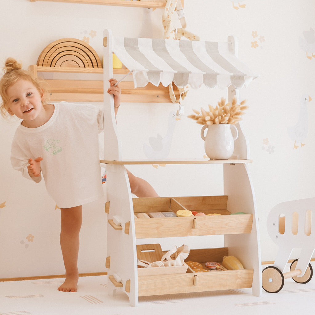 Buy Wooden Toy Shop Grocer Stand for Kids & Toddlers | HipKids Online