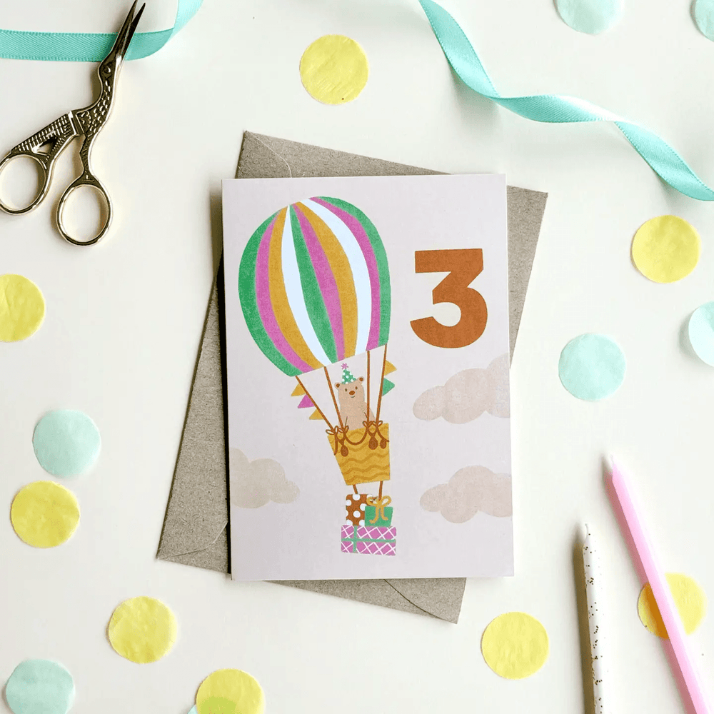 Buy Age 3 Bear Birthday Card | HipKids Online