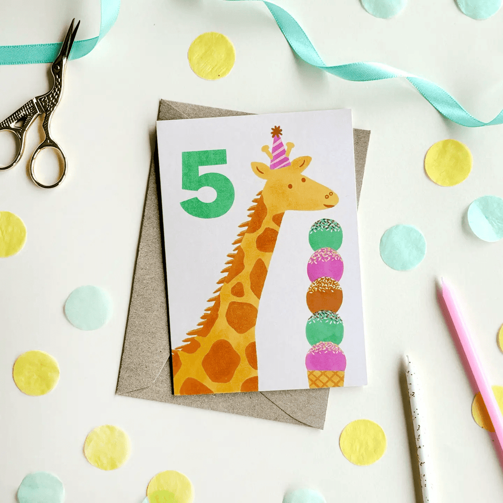 Buy Age 5 Giraffe Birthday Card | HipKids Online