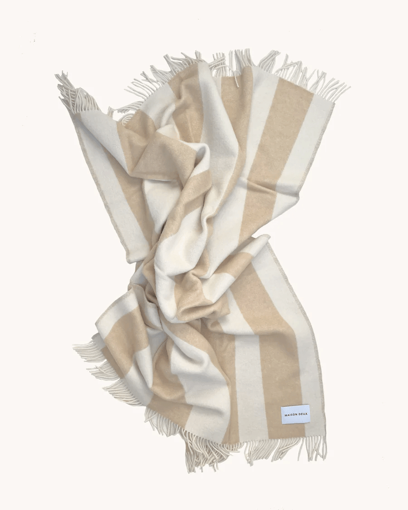 Buy Maison Deux Rough Stripe Blanket - Sand | HipKids Online