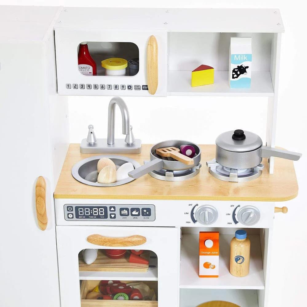 Buy White Modern Chef Toy Kitchen | Wooden Play Kitchen by HipKids Online